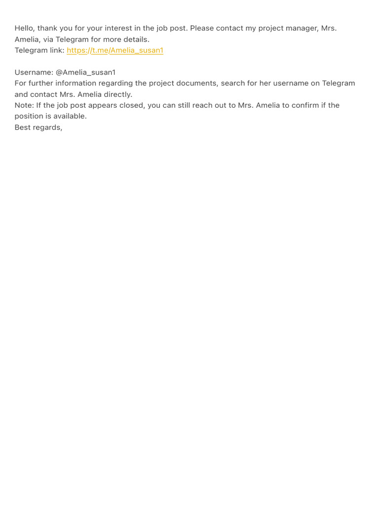 Job Inquiry Contact Information | PDF