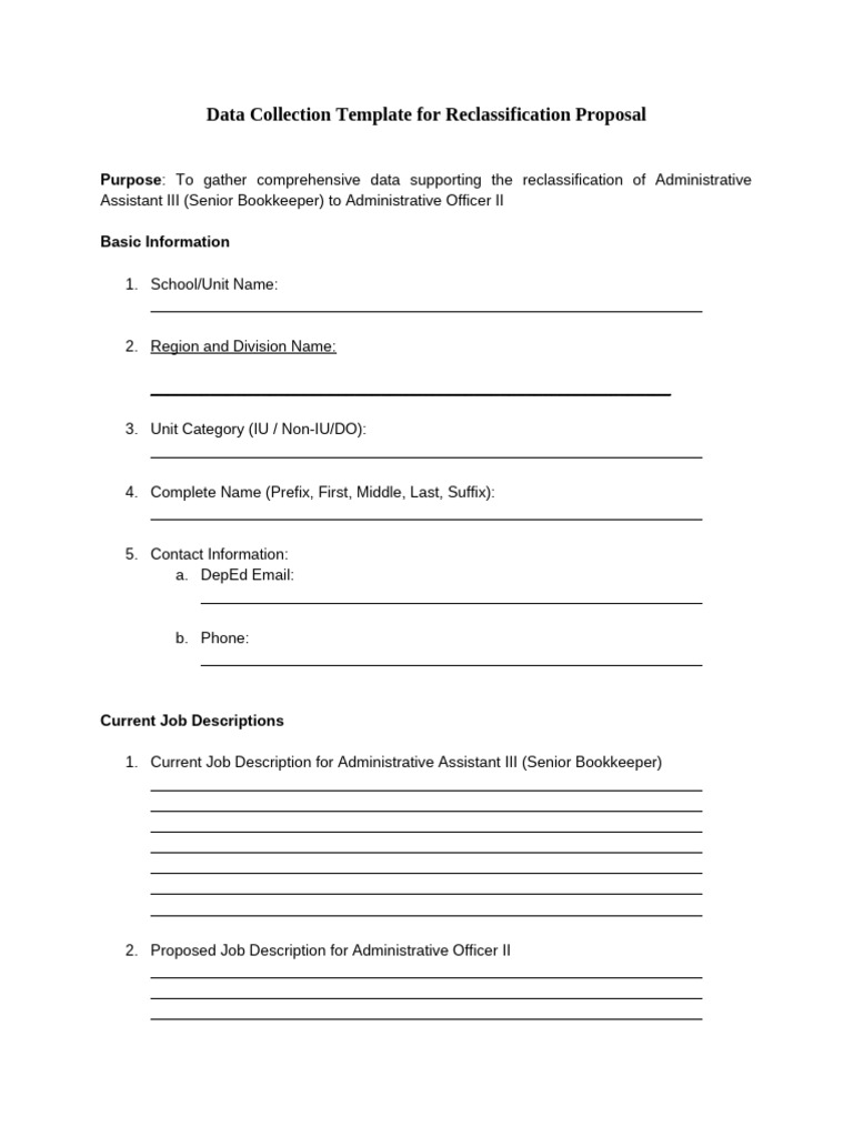 Data Collection for Job Reclassification | PDF