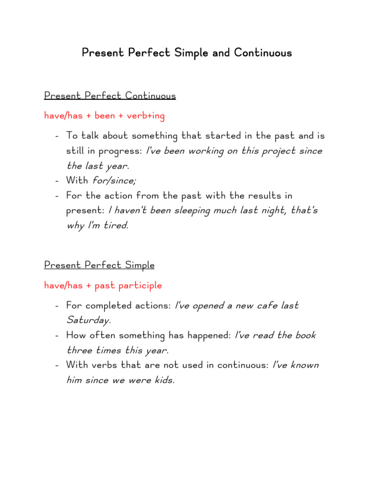 Present Perfect Simple and Continuous | PDF