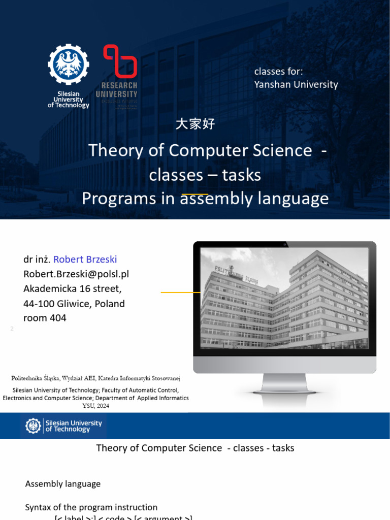 ToCS Tasks Programs in Assembly Language Part2 2024 v06 YSU | PDF | Assembly Language | Computer ...
