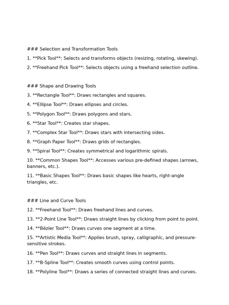 Corel Draw Tools | PDF | Shape | Geometry