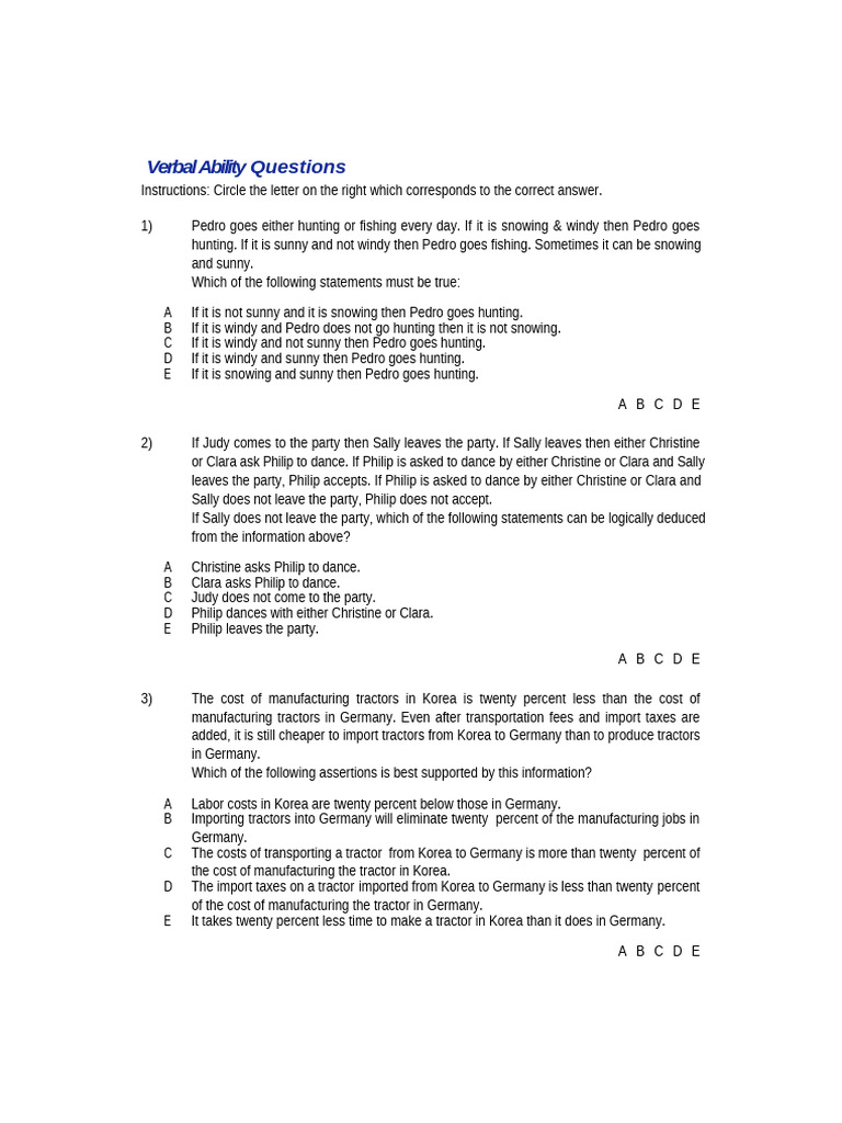 6 Verbal Ability - Critical Reasoning | PDF