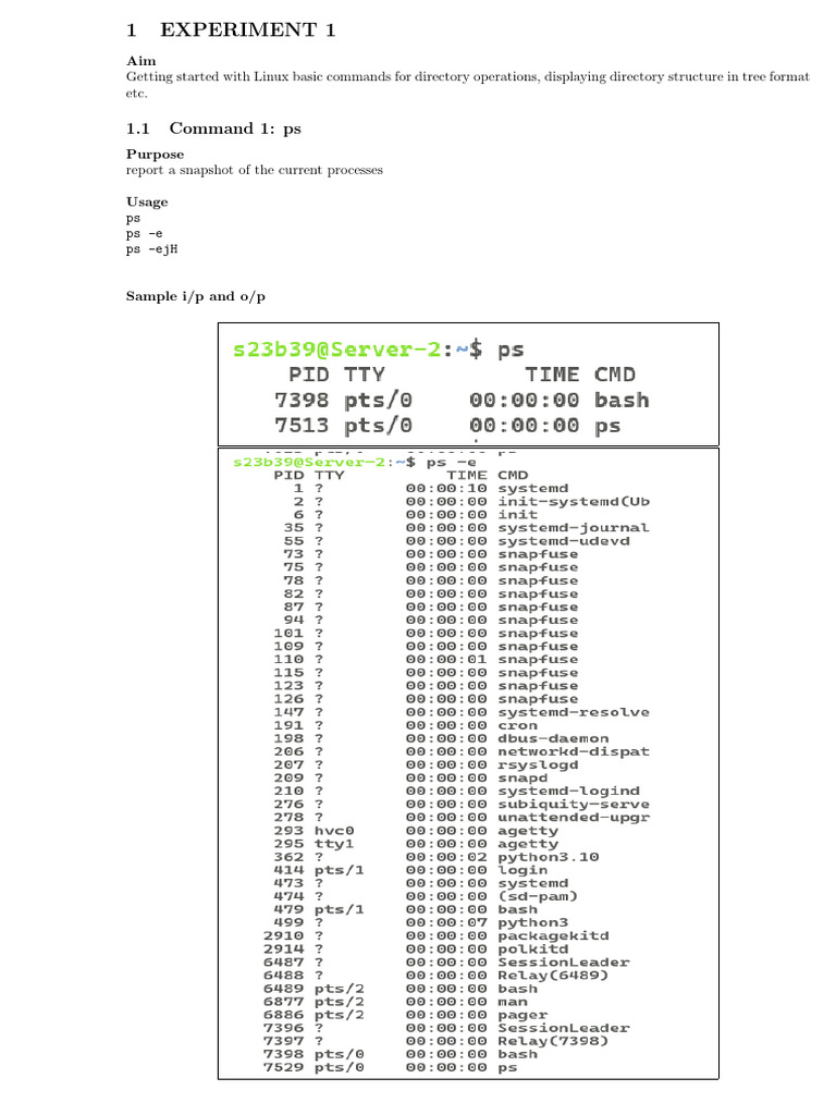 OS Experiment 1 | PDF | Filename | Computer File