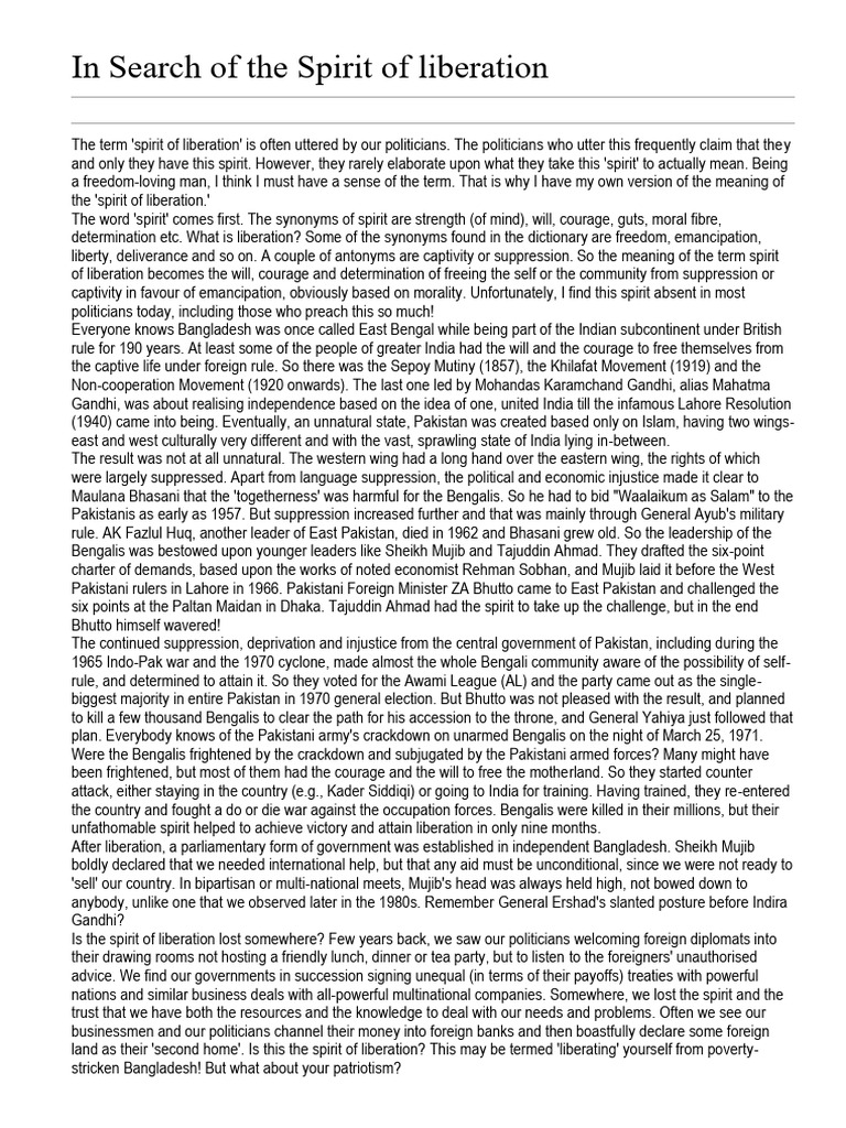 DC 26 (36) Other-2 (Molla-Spirit of Liberation) - 1 | PDF | Bangladesh