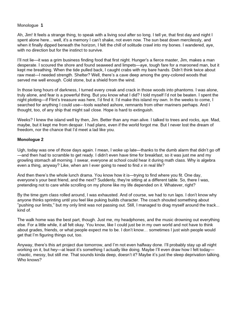 Monologue 1 | PDF