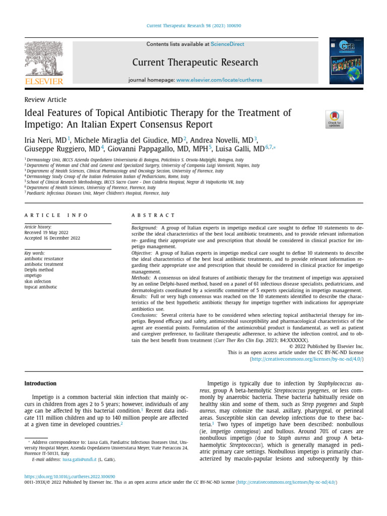 Ideal Features of Topical Antibiotic Therapy for the Treatment of ...