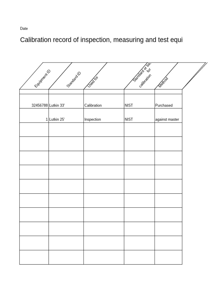 Calibration Record Sample | PDF | Metrology | Accuracy And Precision