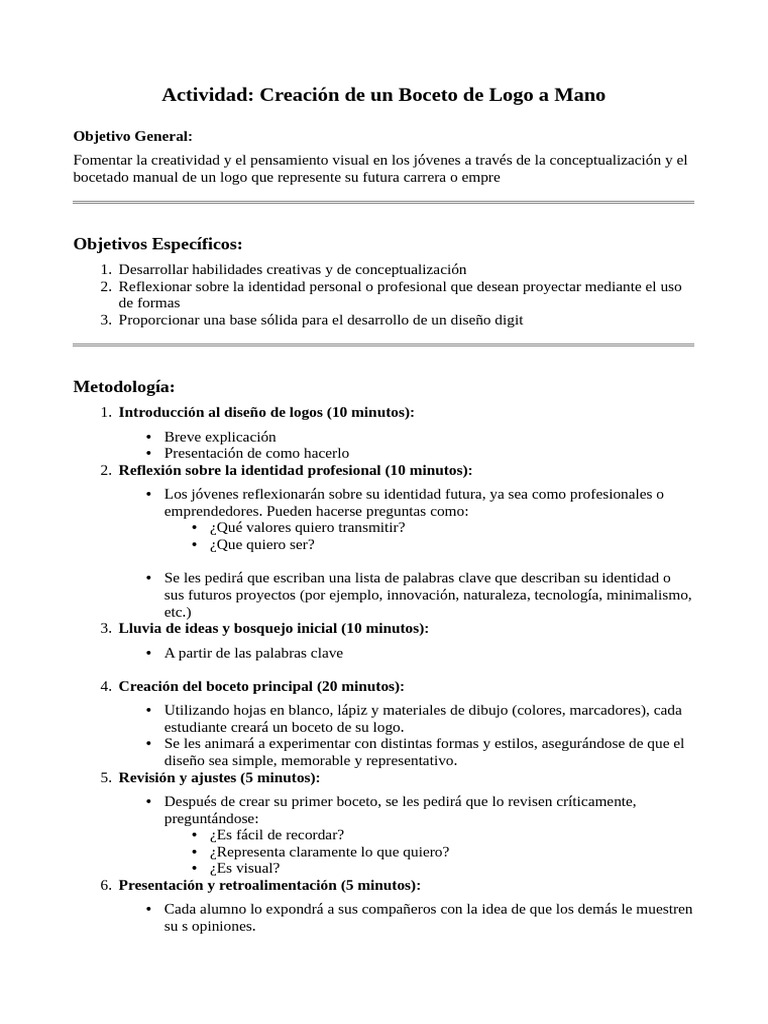 Boceto de Logo: Actividad Creativa | PDF | Diseño