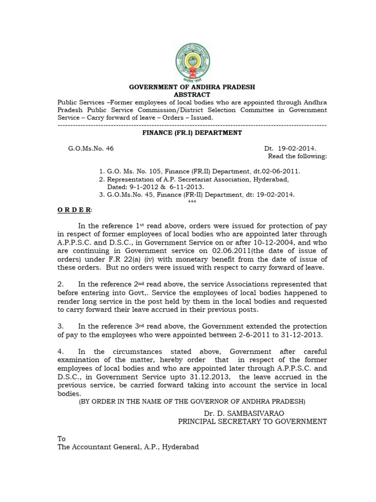Carry Forward Leave for Local Body Employees | PDF | Government ...