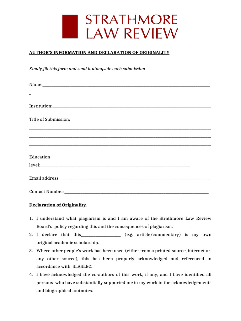 SLR Declaration and Information Form | PDF