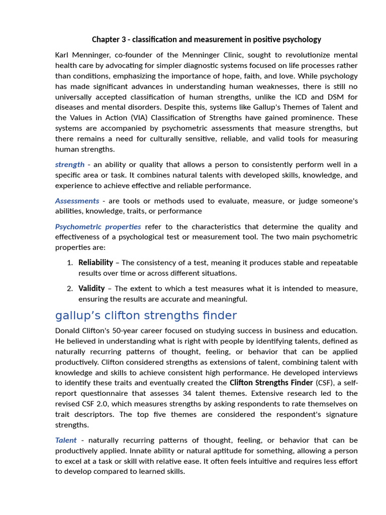 Chapter 3 - Classification and Measurement in Positive Psychology | PDF | Psychometrics ...