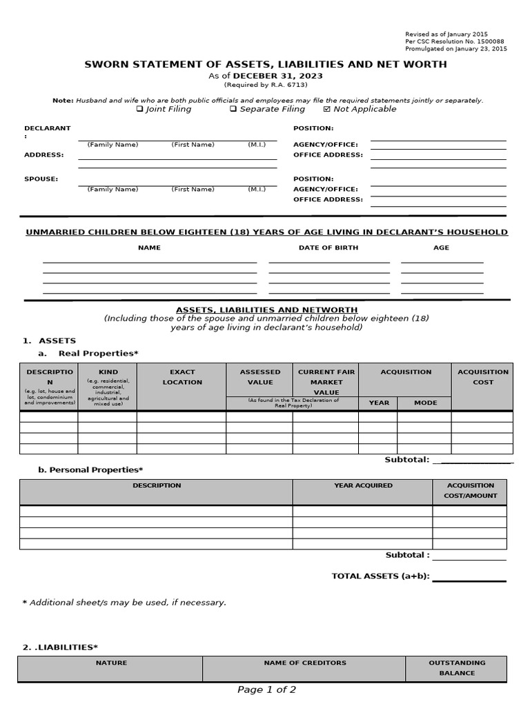 Saln | PDF | Net Worth