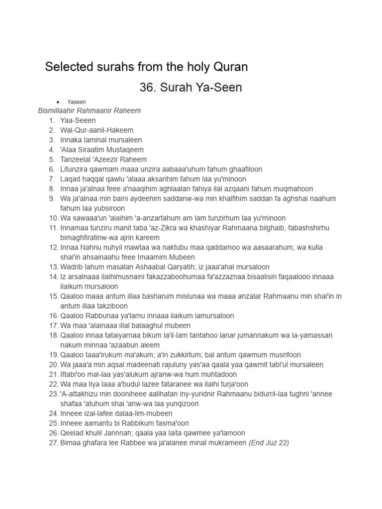 Selected Surahs from the Quran | PDF | Quran | Islam