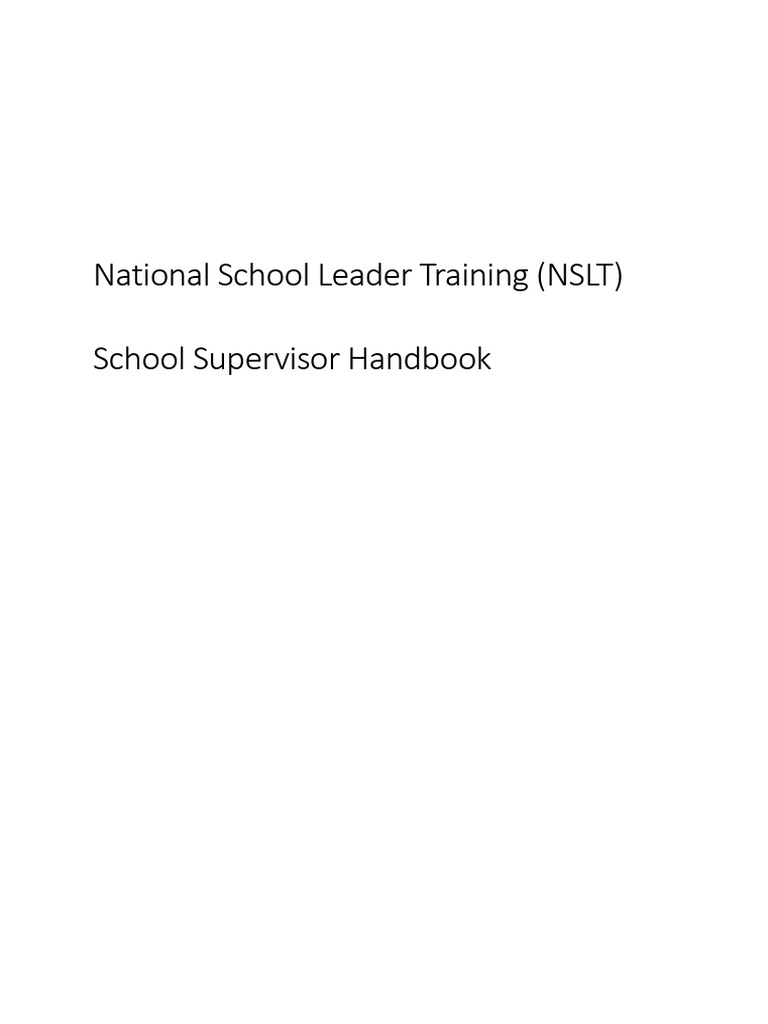 School Supervisor Handbook Overview | PDF | Teachers | Learning