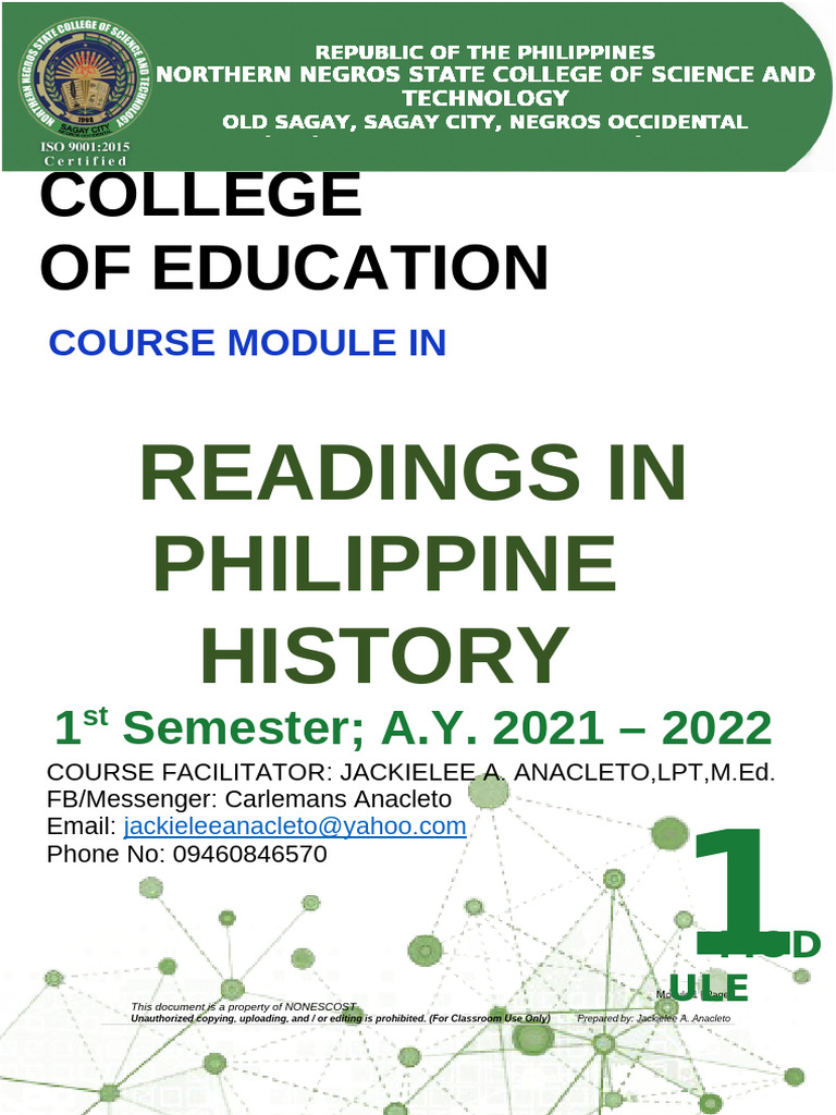 Anacleto J Readings in Philippine History Module 1 For Checking | PDF ...