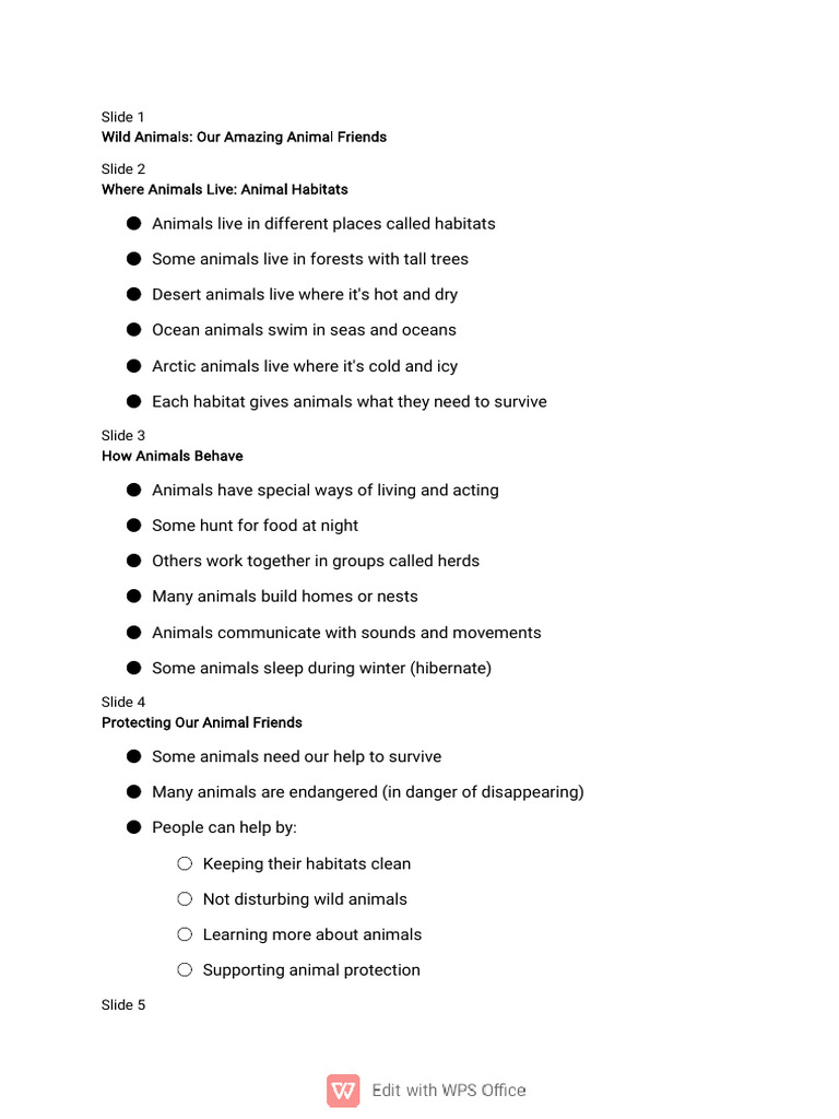 Wild Animals: Habitats and Protection | PDF