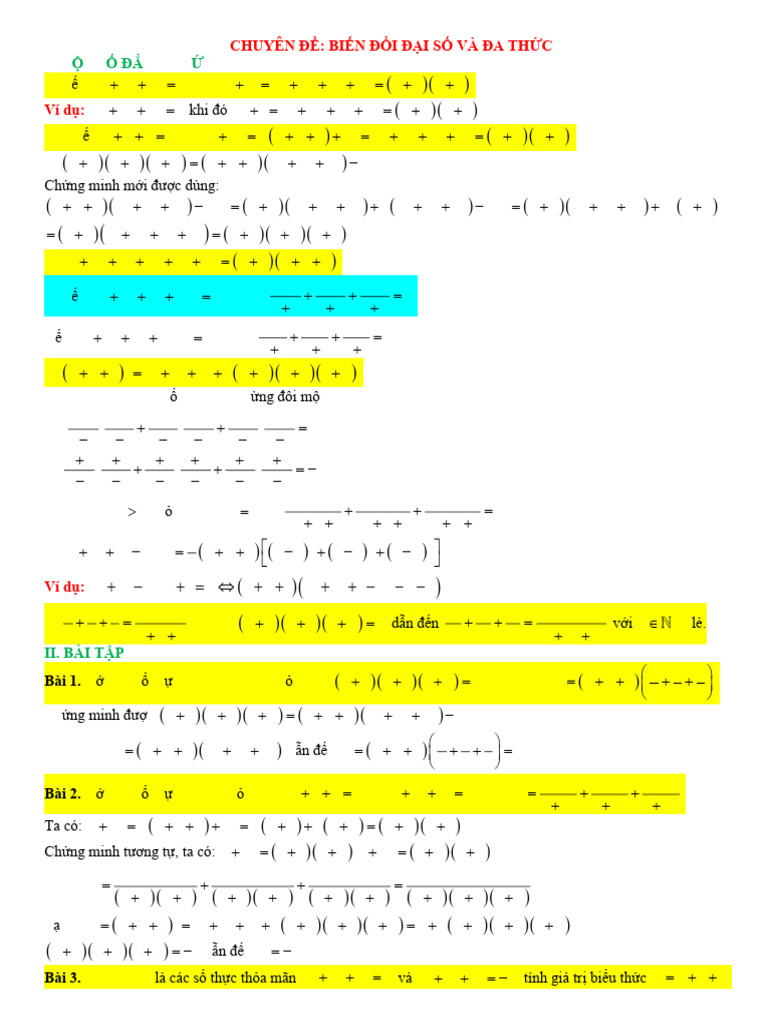 Chuyen de 1 Bien Doi Dai So Da Thuc BG | PDF