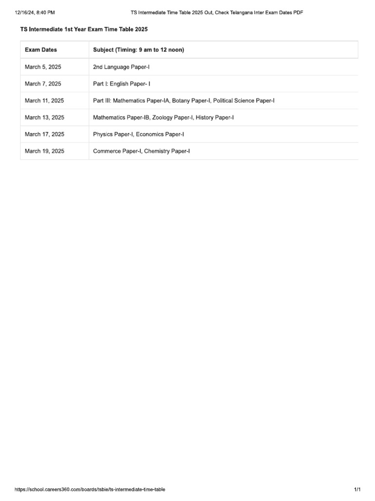 Ipe 2025 Time Table | PDF