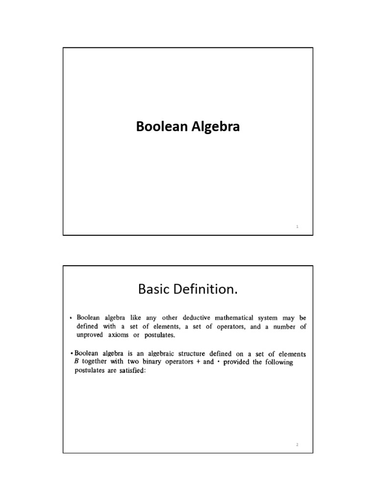 Chapter 4 - Boolean Algebra | PDF | Boolean Algebra | Teaching Mathematics