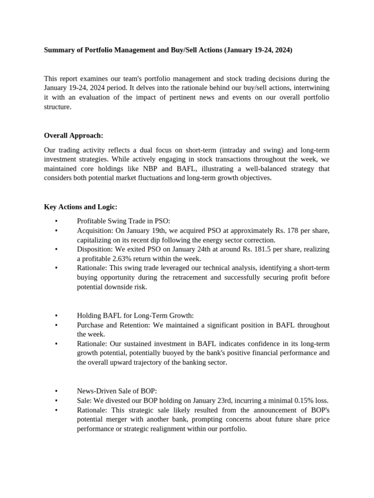 Summary of Portfolio Management and Buy | PDF | Investing | Investment ...