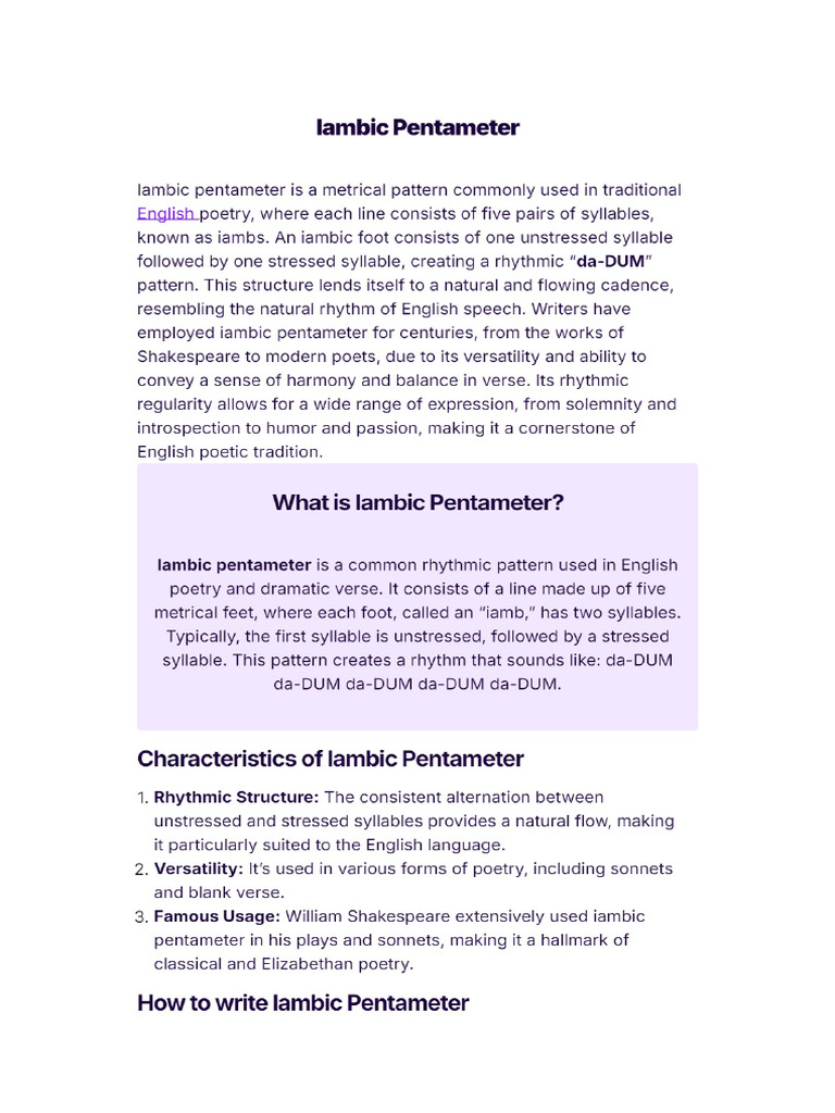 iambic pentameter | PDF
