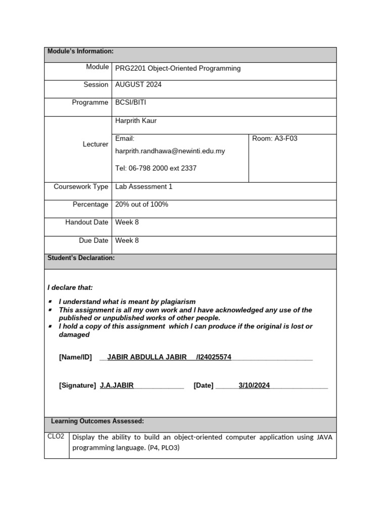 Lab Assessment 1 August 2024RUBICKS | PDF | Method (Computer Programming) | Constructor (Object ...