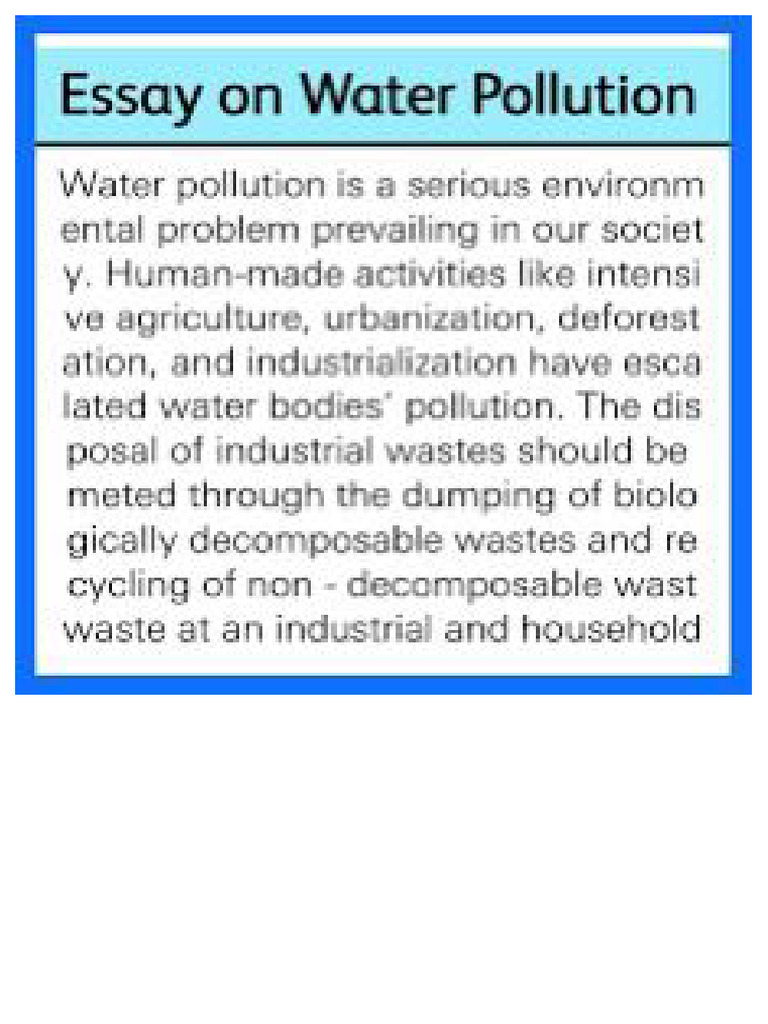 Water Pollution Essay | PDF