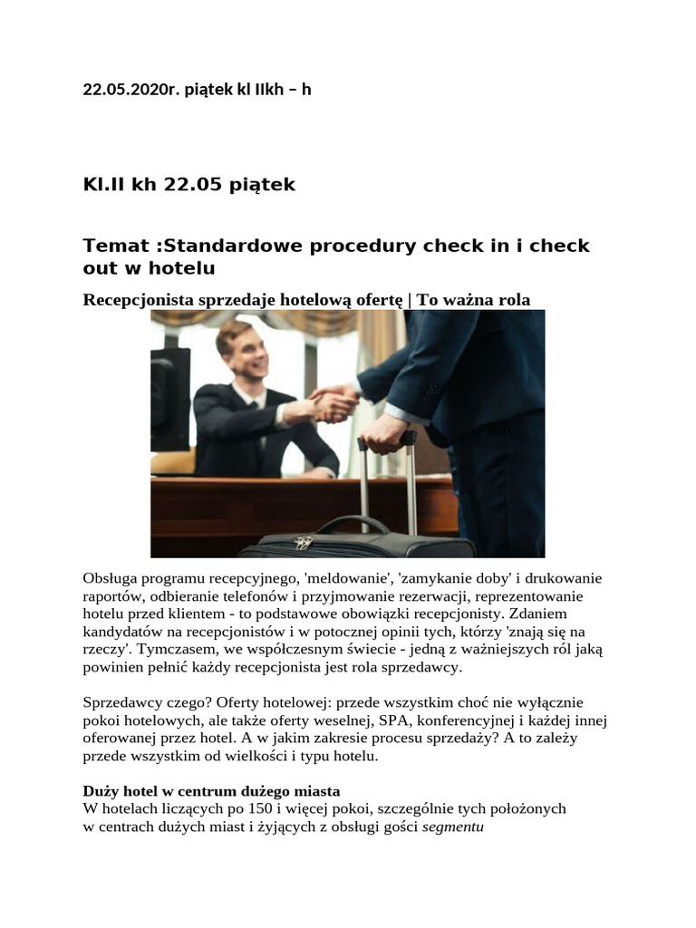 22.05.2020r. Piatek KL IIkh - H | PDF