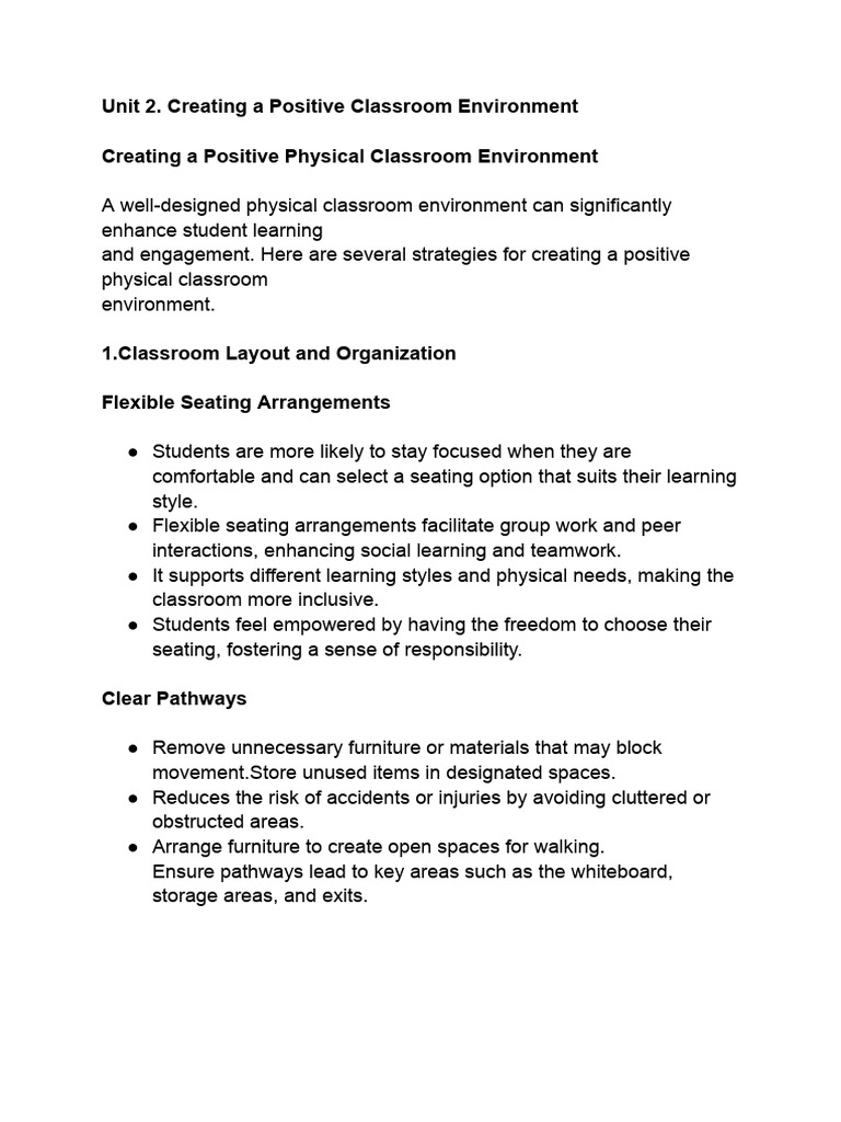Positive Classroom Environment Tips | PDF | Classroom | Learning