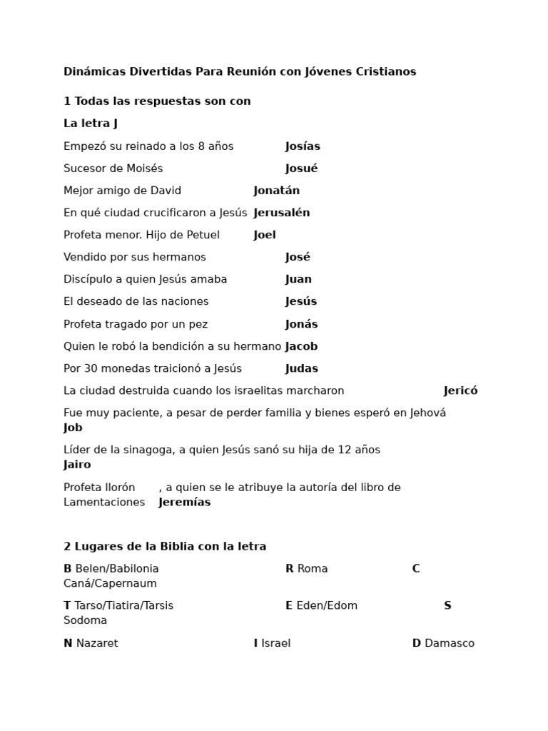 Dinámicas Divertidas para Jóvenes Cristianos | PDF