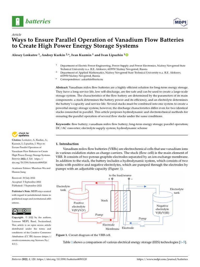 Ways To Ensure Parallel Operation of Vanadium Flow | PDF | Power ...