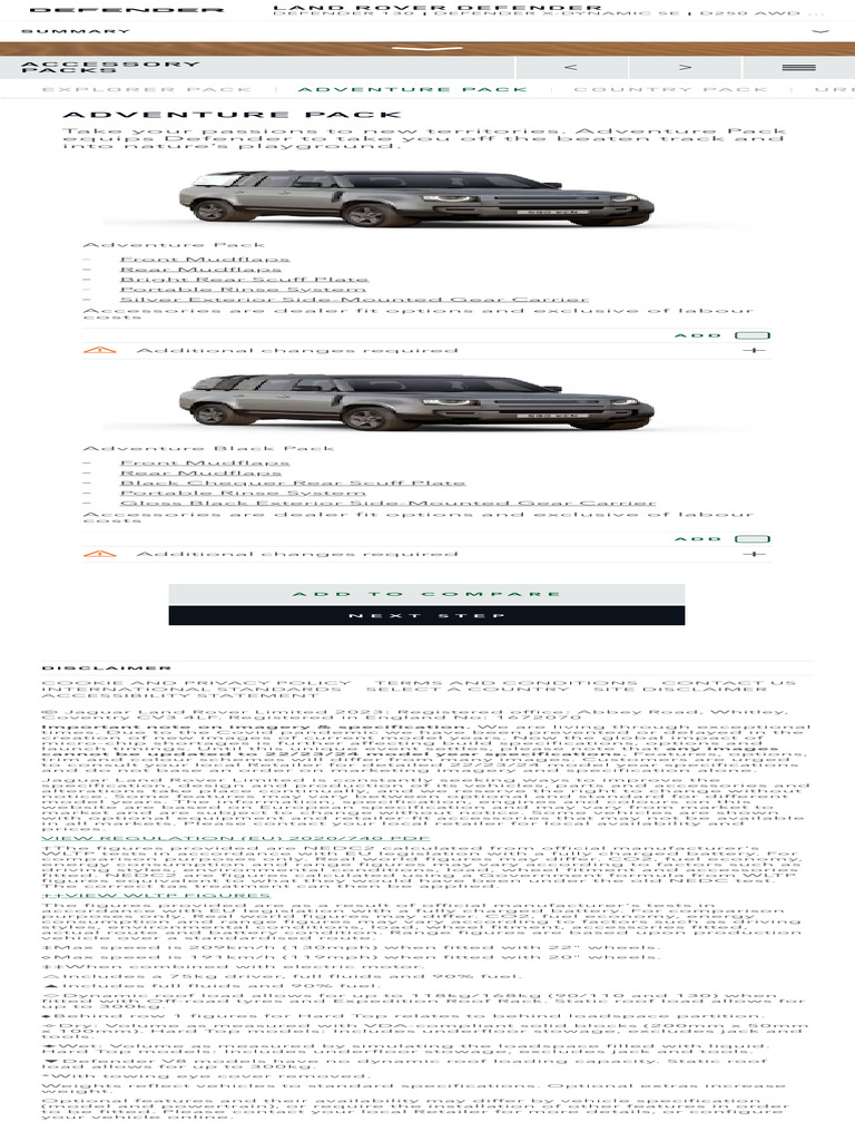 Build Your LAND ROVER DEFENDER - Accessory Packs, Adventure Pack | PDF ...