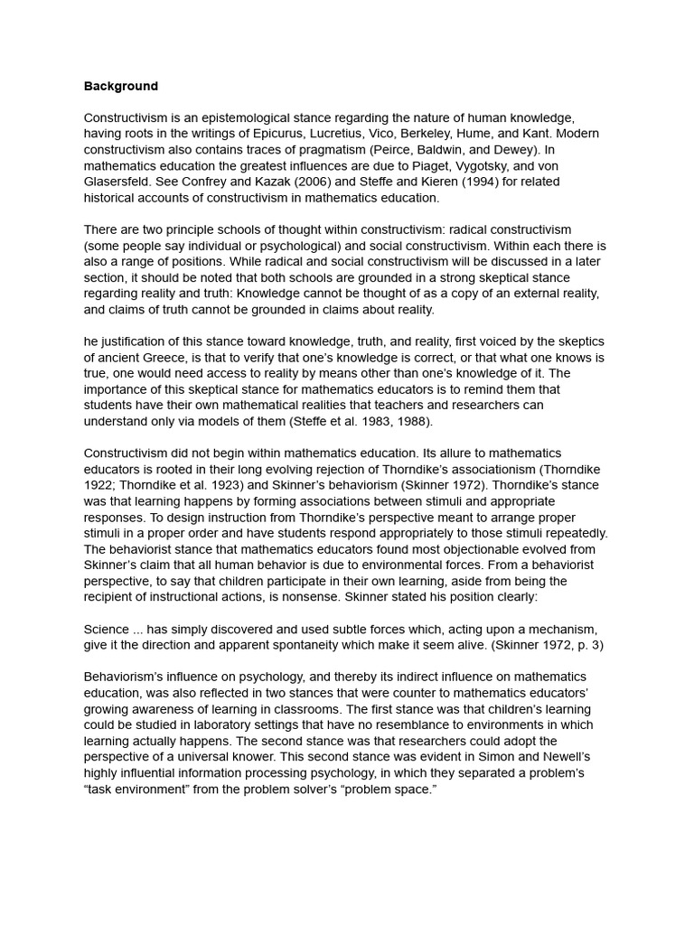 Constructivism in Mathematics Education | PDF | Constructivism ...