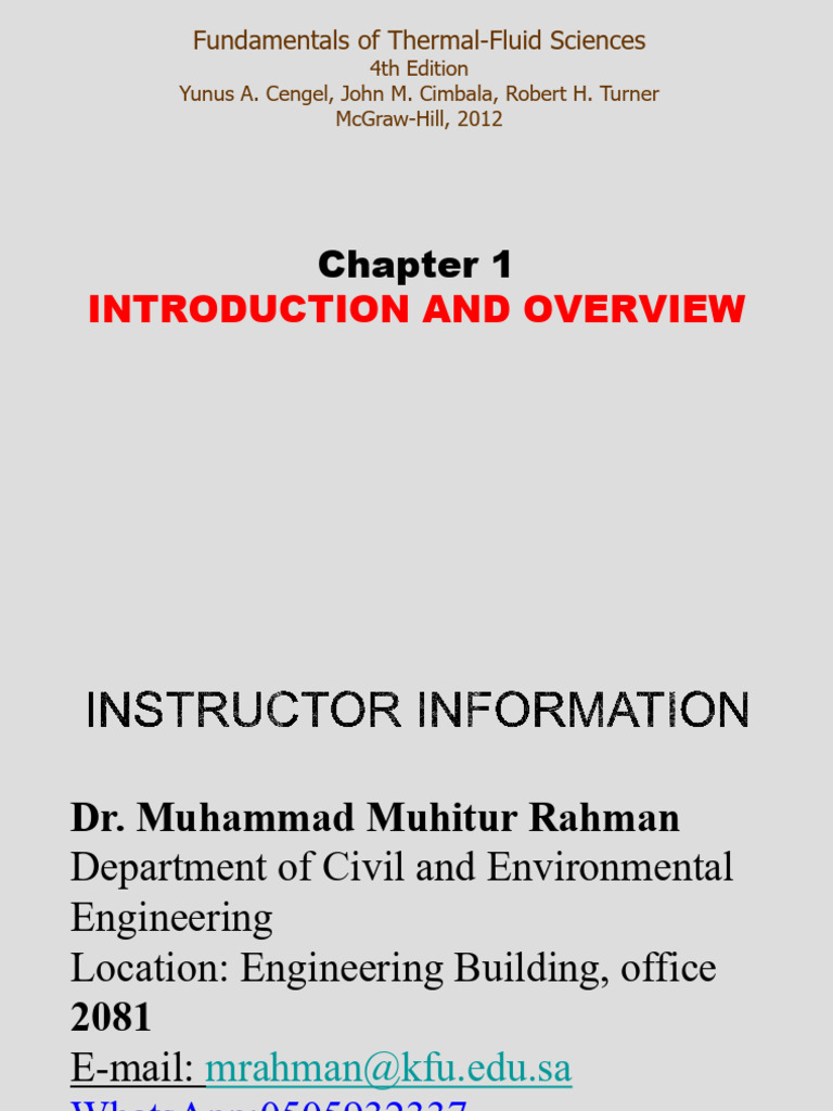 FTFS 4e Chap01 Lecture-Topic 1 | PDF | Fluid | Heat