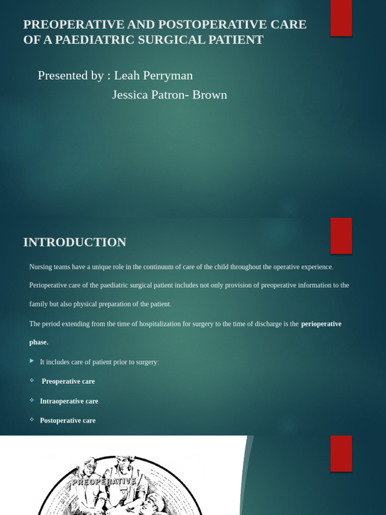 Pre and Post Op Care in Paeds-1 | PDF | Surgery | Perioperative