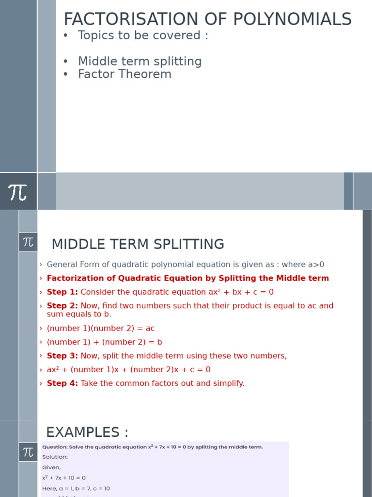 Factorisation of Polynomials | PDF