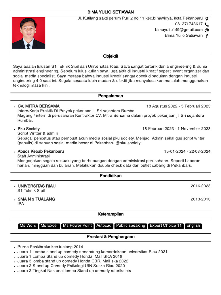 CV Bima Yulio | PDF