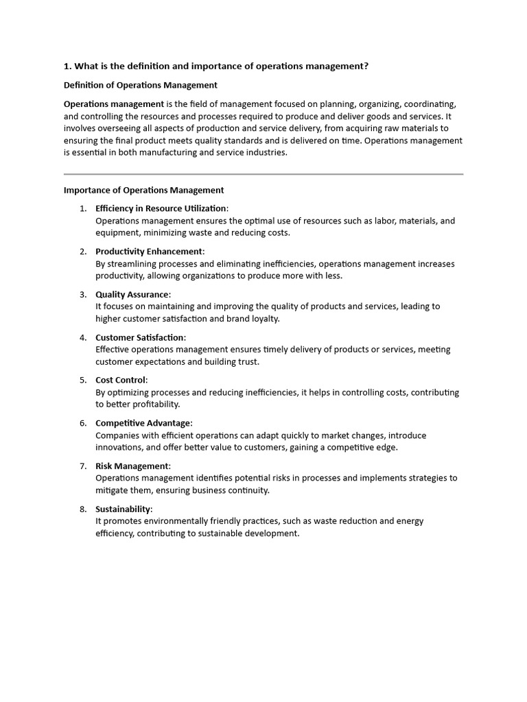 Manufacturing Important Questions | PDF | Inventory | Operations Management
