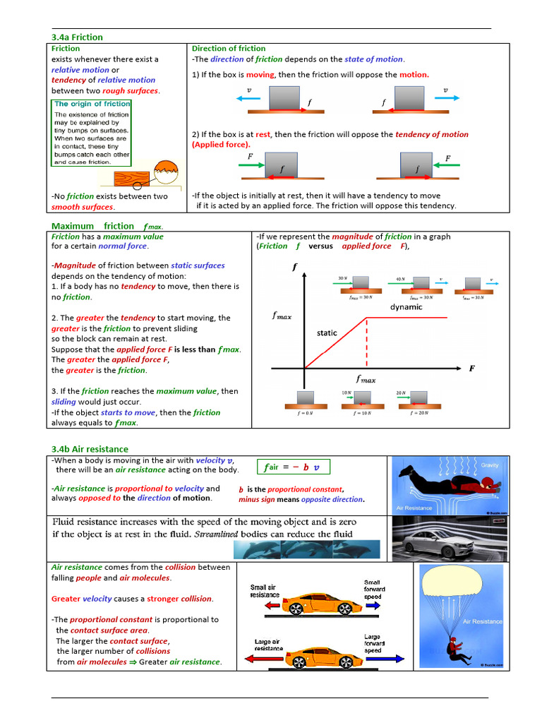 01 PhyZnote (3.4 Friction) Qn240106 | PDF | Friction | Force