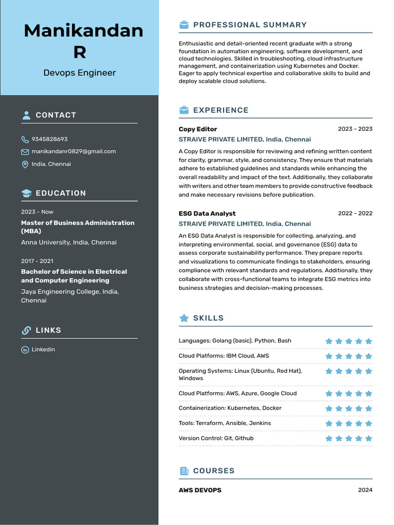 Manikandan Resume NoCustom | PDF | Cloud Computing | Amazon Web Services