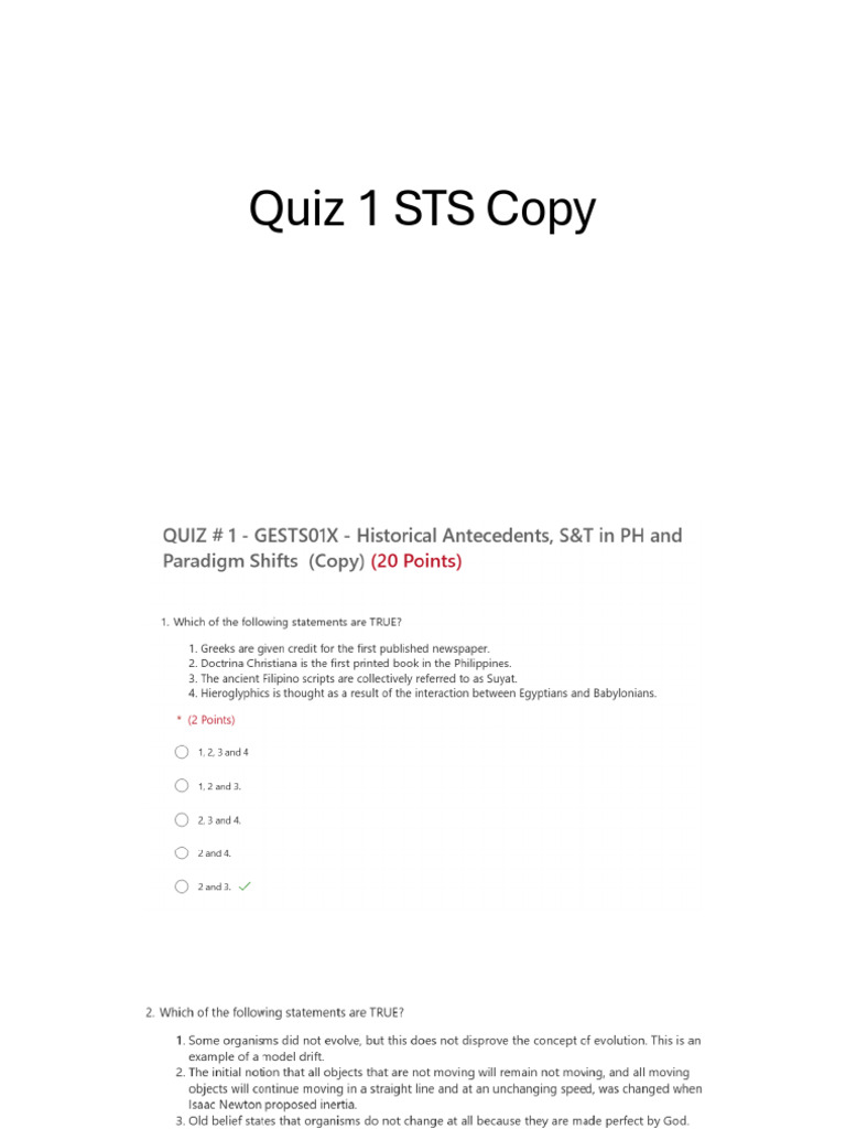 Historical Antecedents, S & T in The Phil and Paradigm Shift Quiz | PDF