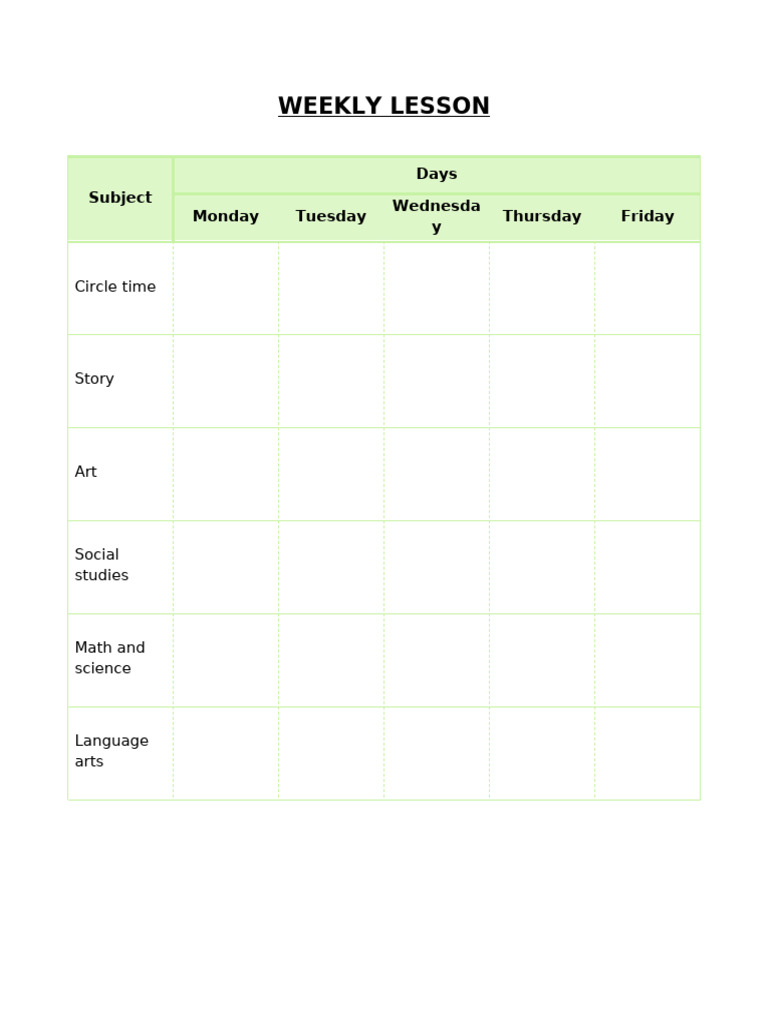Weekly Lesson Plan 3kp9ky0!11!22 06 | PDF