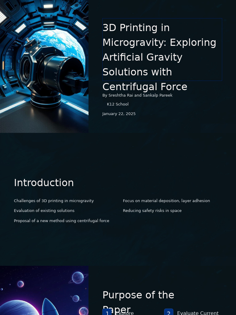 3D Printing in Microgravity Exploring Artificial Gravity Solutions With Centrifugal Force | PDF ...