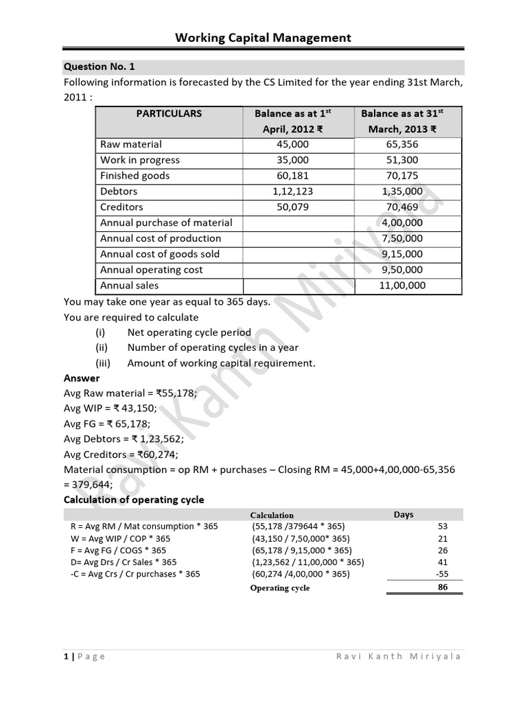 Working Capital Management HM | PDF | Working Capital | Inventory