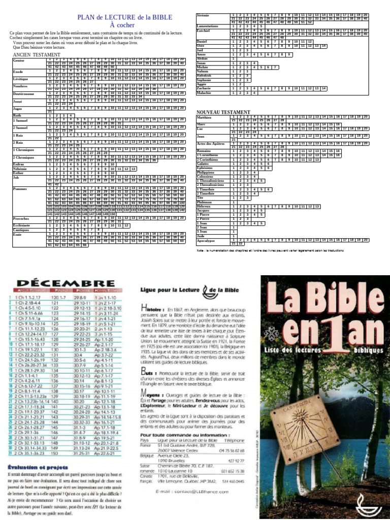 Plan de Lecture de la Bible à Cocher | PDF | Contenu de la Bible ...