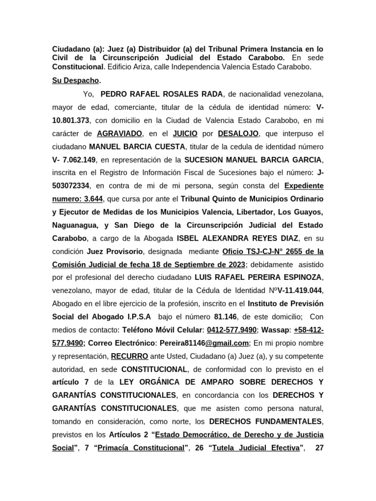 Amparo Constitucional Final | PDF | Debido al proceso | Derecho Constitucional