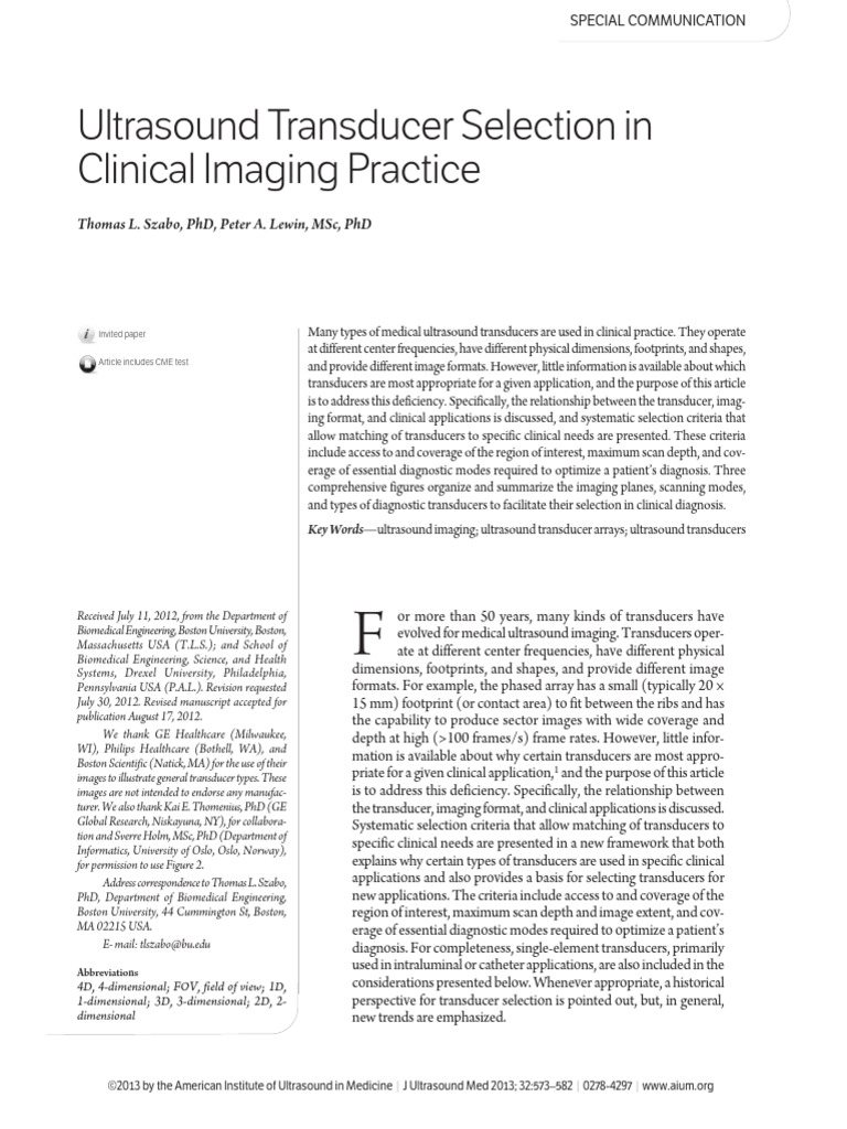 About Probe - Journal - of - Ultrasound - in - Medicine | PDF | Medical ...