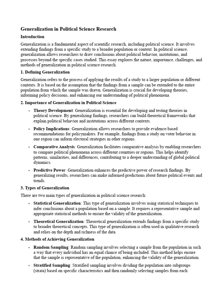 Generalization in Political Science Research | PDF | Sampling ...