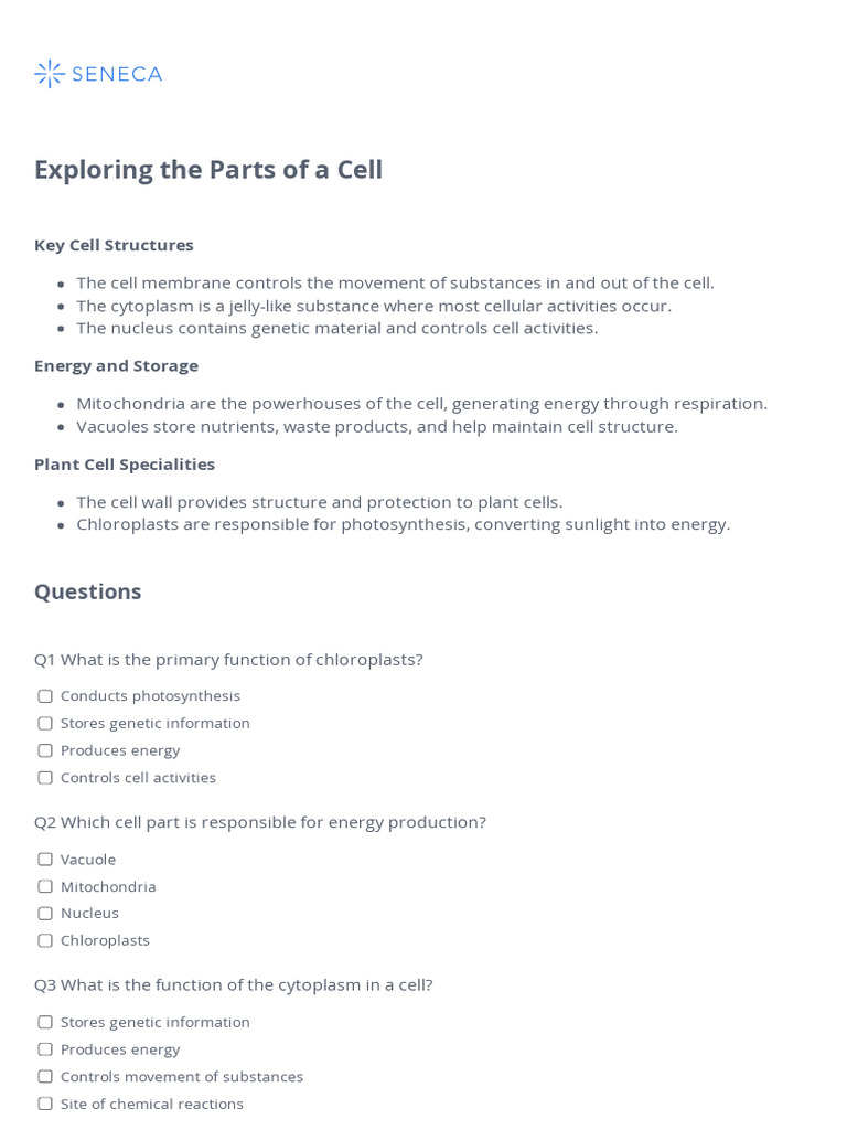 Exploring The Parts of A Cell | PDF