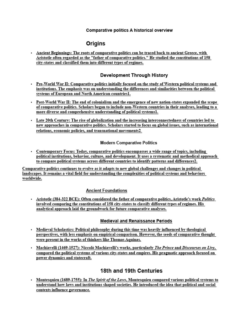 History and Trends in Comparative Politics | PDF | System | Political ...